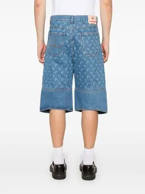 MARINE SERRE Moon Print Bermuda Shorts - Blue