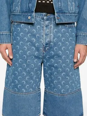 MARINE SERRE Moon Print Bermuda Shorts - Blue