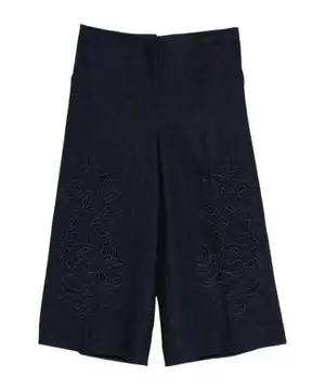TWINSET Floral Embroidered Wide-leg Cropped Pants