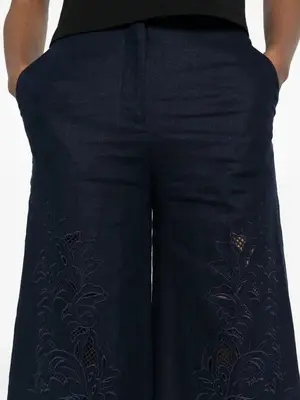 TWINSET Floral Embroidered Wide-leg Cropped Pants