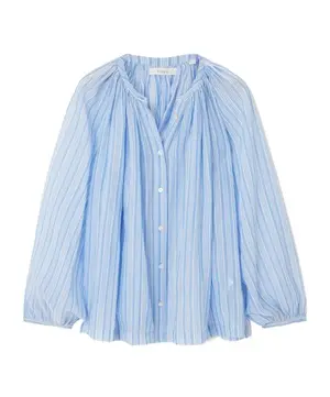DÔEN DOEN Striped Organic Cotton-Voile Blouse With Voluminous Sleeves