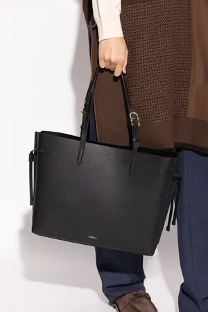 Furla Ava Large Shopper Bag With Logo Detail - Black
