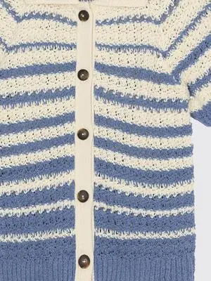 Closed Striped Knit Polo Cardigan - Nude