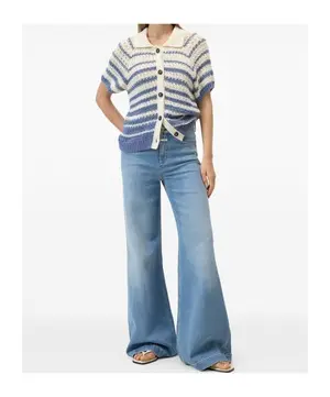 Closed Striped Knit Polo Cardigan - Nude