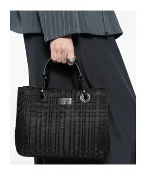 Emporio Armani Logo Patch Woven Tote Bag