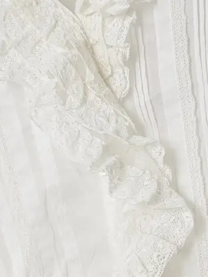 DÔEN Bernadette Ruffled Lace-trim Blouse In Organic Cotton