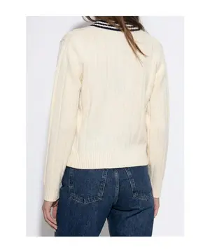 SPORTY  RICH Sporty & Rich Long-sleeved V-neck Knitwear With Ribbed Trim