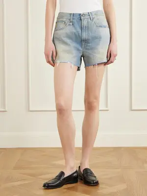 R13 Frayed Denim Shorts