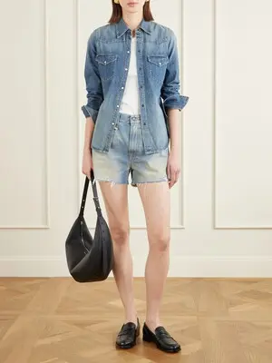 R13 Frayed Denim Shorts