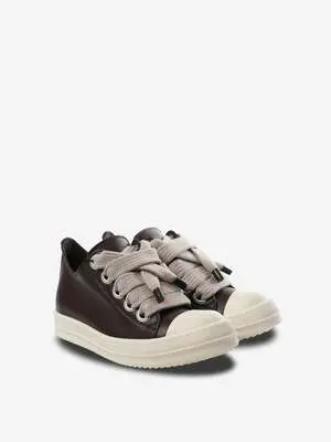 Rick Owens Leather Low-top Sneakers With Tie Fastening - Black