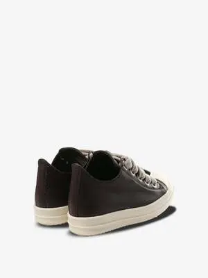 Rick Owens Leather Low-top Sneakers With Tie Fastening - Black