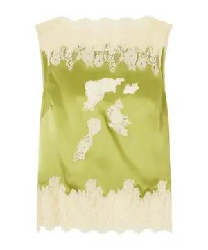 DÔEN DOEN Silk-Satin Lace Trimmed Top