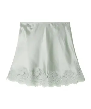 DÔEN Giulietta Mini Skirt In Silk-charmeuse With Lace Trim - Gray