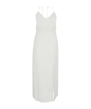 TWINSET Embroidered Halterneck Maxi Dress - White