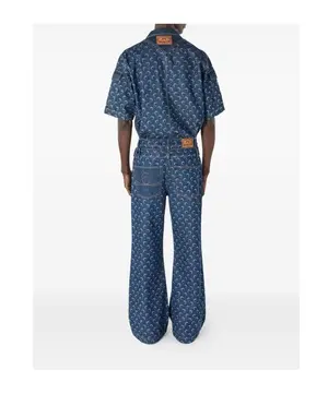 MARINE SERRE Denim Loose Short Sleeves Shirt
