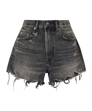 R13 Distressed Cotton Denim Shorts