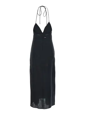 TWINSET Embroidered Halterneck Dress - Black