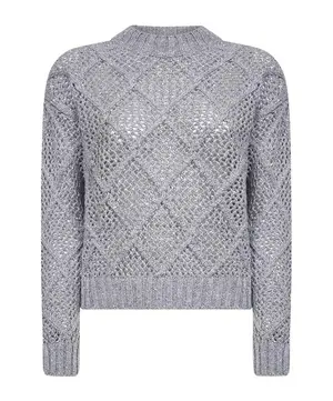 Max Mara Ellade Cropped Jumper With Sequins - Gray