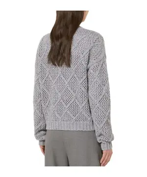 Max Mara Ellade Cropped Jumper With Sequins - Gray