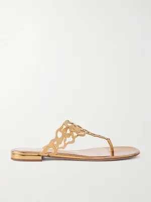 GIANVITO ROSSI Laser-cut Mirrored-leather Sandals