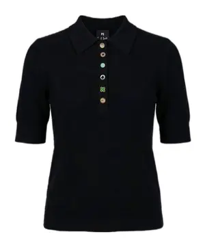 Paul Smith Decorative Buttoned Polo Jumper - Black