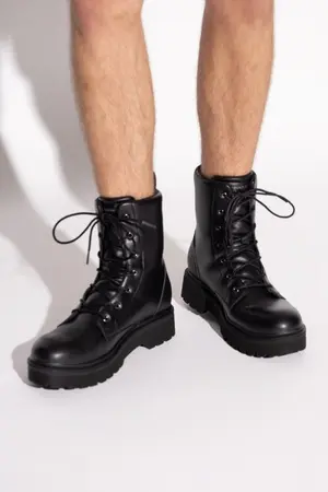Versace Logo Printed Lace-up Boots