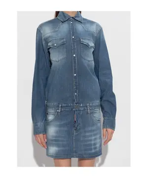 Dsquared2 Denim Western Shirt Dress - Blue