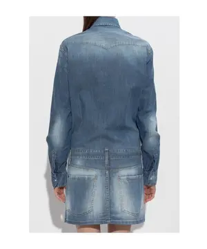 Dsquared2 Denim Western Shirt Dress - Blue