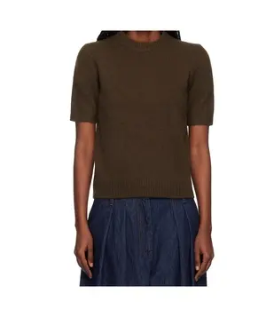 Arch4 Short-sleeved Ribbed Knit Crewneck Sweater