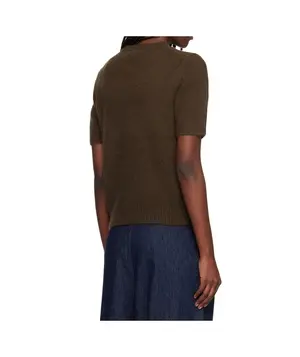 Arch4 Short-sleeved Ribbed Knit Crewneck Sweater