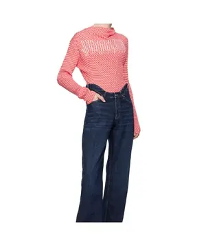 JEAN PAUL GAULTIER Gingham-pattern Asymmetric-collar Top
