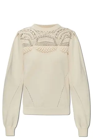 Ulla Johnson Crochet Sweater With Lace Embellishments