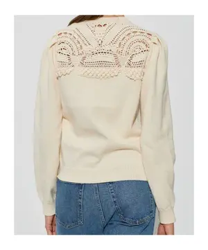 Ulla Johnson Crochet Sweater With Lace Embellishments