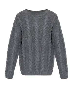 LISA YANG Cable Knit Crewneck Sweater - Grey