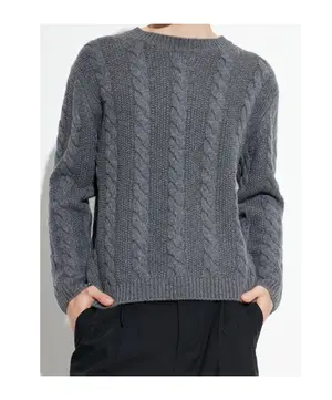 LISA YANG Cable Knit Crewneck Sweater - Grey