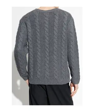 LISA YANG Cable Knit Crewneck Sweater - Grey