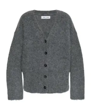 SAMSOE SAMSOE Alpaca Wool Button Cardigan - Gray