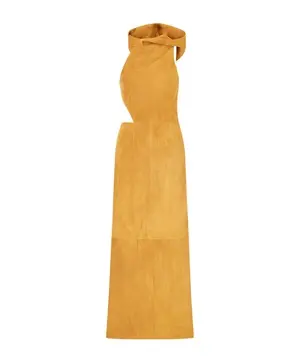 Gabriela Hearst Hooded Suede Maxi Dress - Marigold