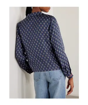 DÔEN Printed Silk-satin Blouse