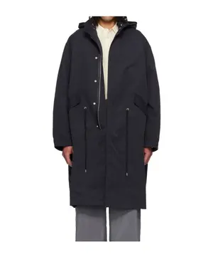 Studio Nicholson Water-repellent Nylon Taffeta Coat With Detachable Hood - Black