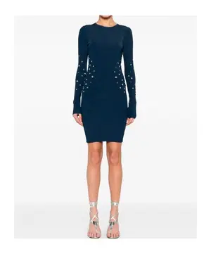 Patrizia Pepe Ribbed Knit Dress With Stud Embellishments