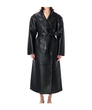 THE FRANKIE SHOP Double-breasted Leather Coat
