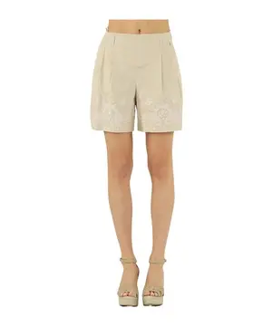 TWINSET Embroidered Tailored Shorts - Nude