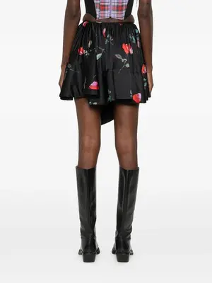 GANNI Printed Draped Mini Skirt - Black