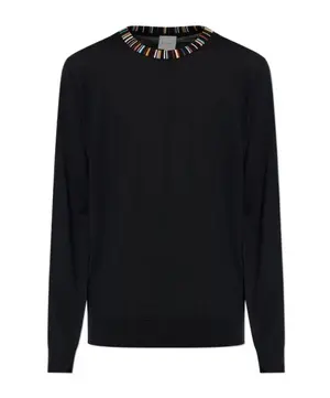 Paul Smith Signature Stripe Collar Jumper - Black
