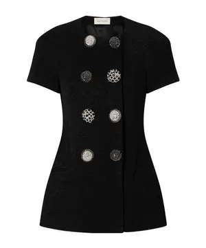Dries Van Noten Embellished Double-breasted Floral Jacquard Jacket