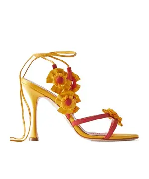 Manolo Blahnik Appliquéd Grosgrain And Satin Sandals - Yellow