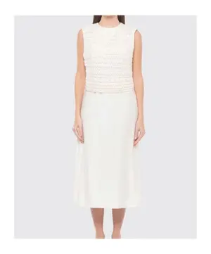 Fabiana Filippi Sleeveless Crochet Panel Midi Dress