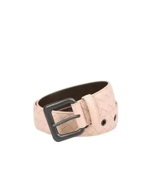 Bottega Veneta Woven Leather Belt With Buckle - Nude