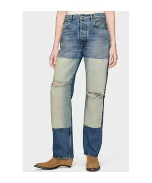 MAISON MARGIELA Paneled Straight Leg Jeans With Distressed Knee Slits